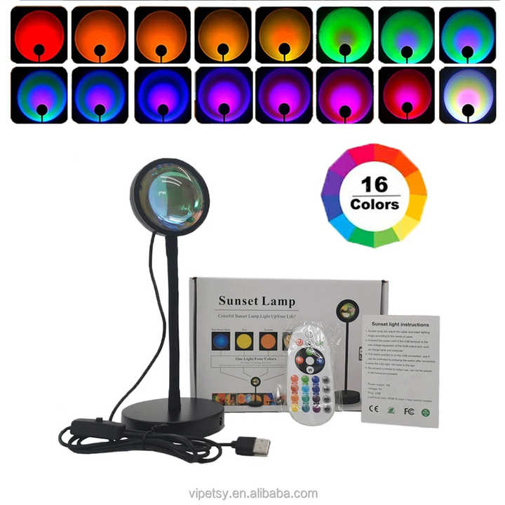 16 Color Sunset rainbow Projection Lamp Live Photography Atmosphere ...