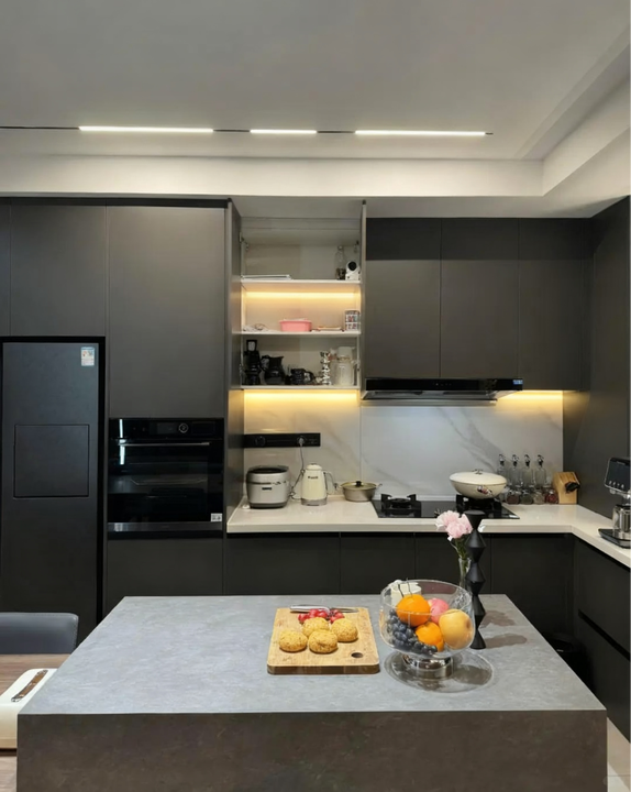 Made in China Kitchen Custom Modern Black Kitchen Cabinets Plywood High ...