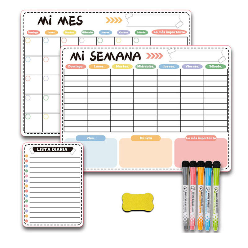 OUV Spanish Monthly and Weekly Dry Erase Magnetic Whiteboard Calendar ...