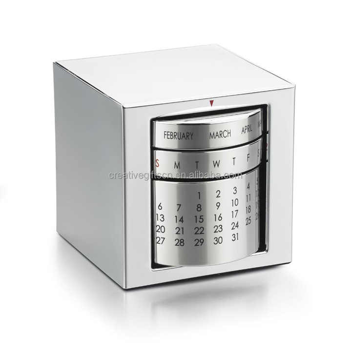 Custom Luxury Retro Desk Rotating Metal Perpetual Calendar