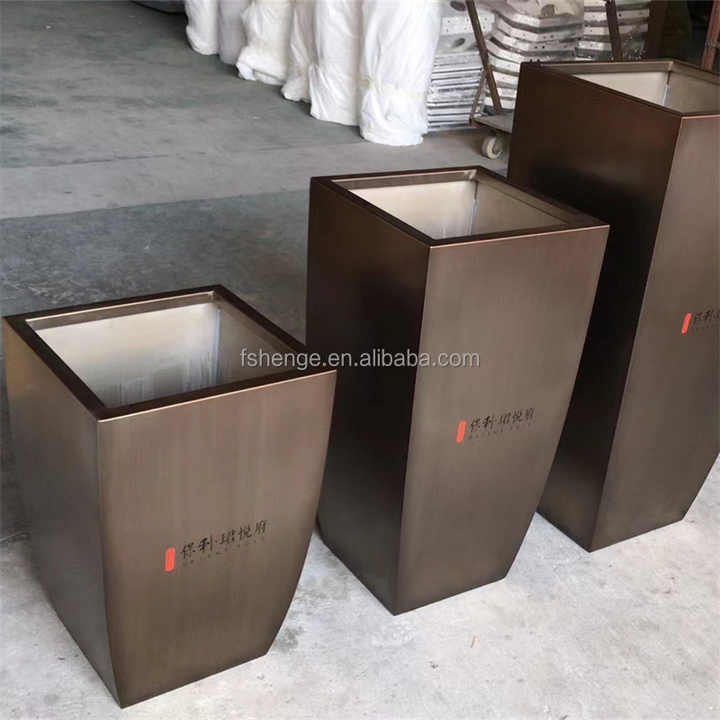 Outdoor Garden Furniture Large Rectangular Metal Planter Outside Street Stainless Steel Flower ...