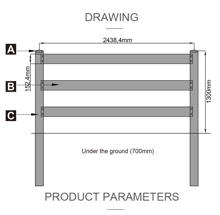 Fentech 3 Rail Cattle Fence 4 Rail Black White Color Horse Fence Corral ...