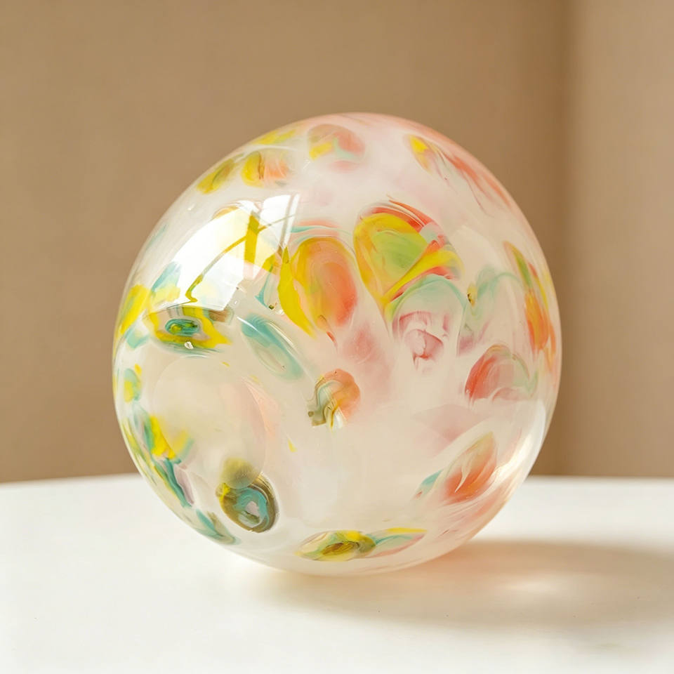 Handmade Gradient Orange Glass Vase Oversized Belly Art Vase Luxury ...