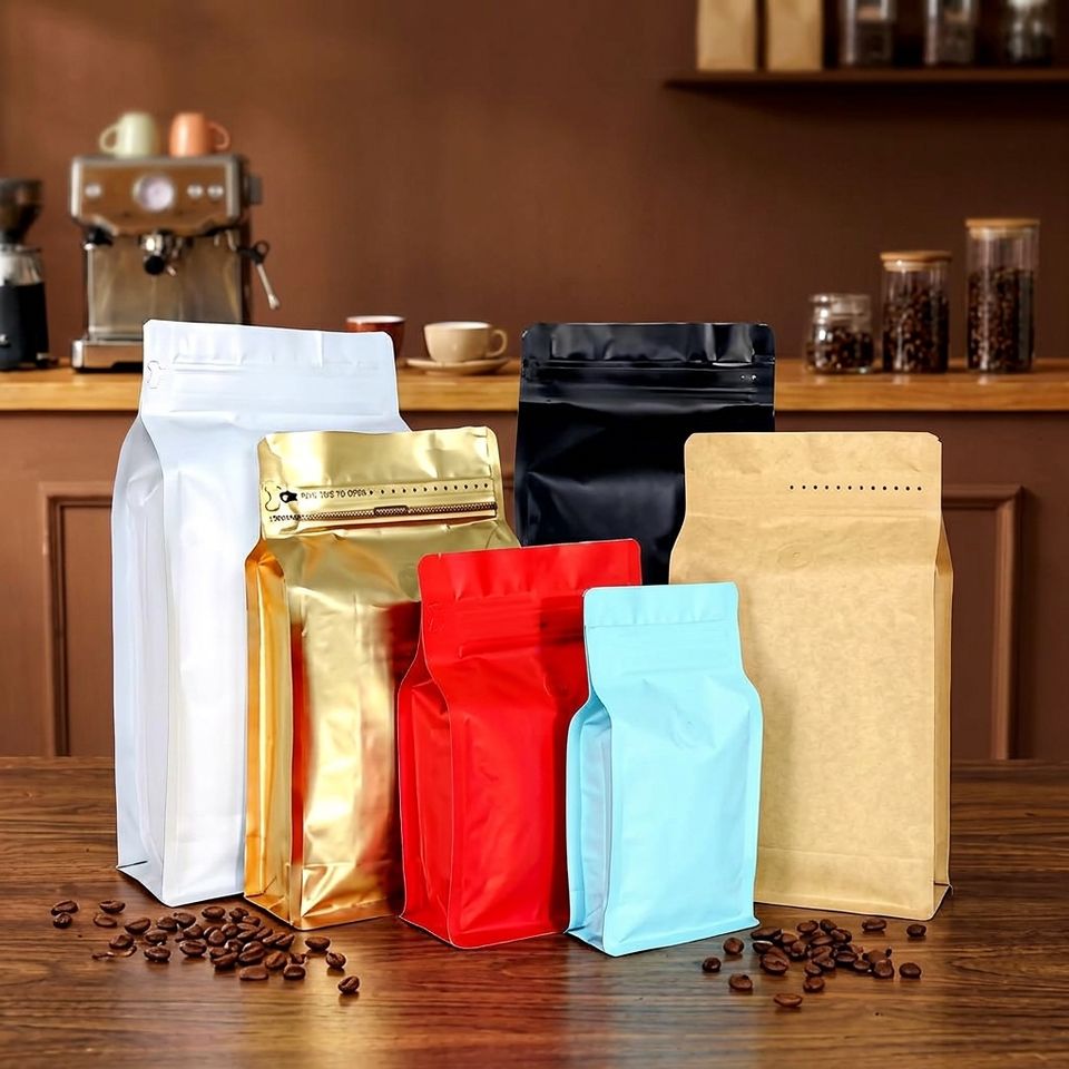 Custom Color Coffee Bean Packaging Bags - Eight-Side Sealed Easy-Open ...