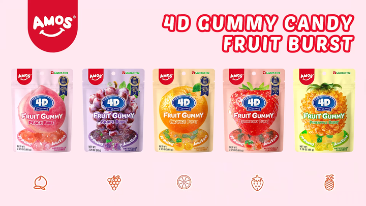 Amos 4D Gummy Pineapple - Delicious Cartoon Fruit Candy