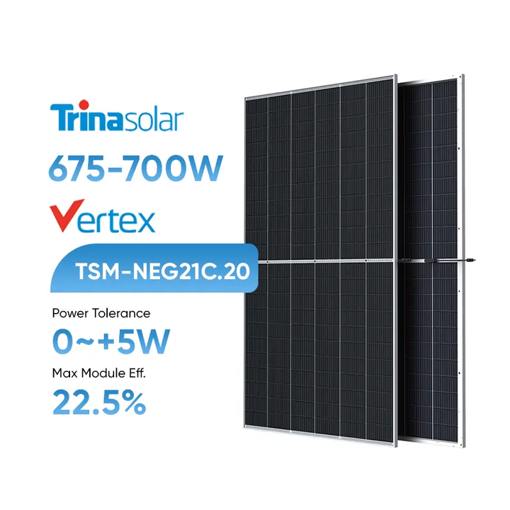 Trina N type topcon bifacial dual glass mono module 700w 705w 710w 715w 720w TSM-NEG21C.20 solar ...