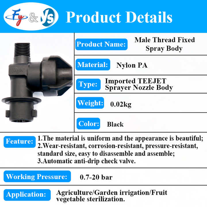 YS High Pressure TEEJET Male Thread Fixed Spray Body Accessories ...