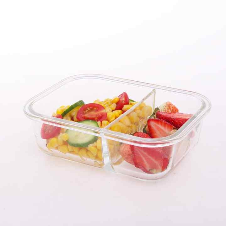 3 Pcs Set Glass Food Container Divider Storage Airtight Glass Food ...