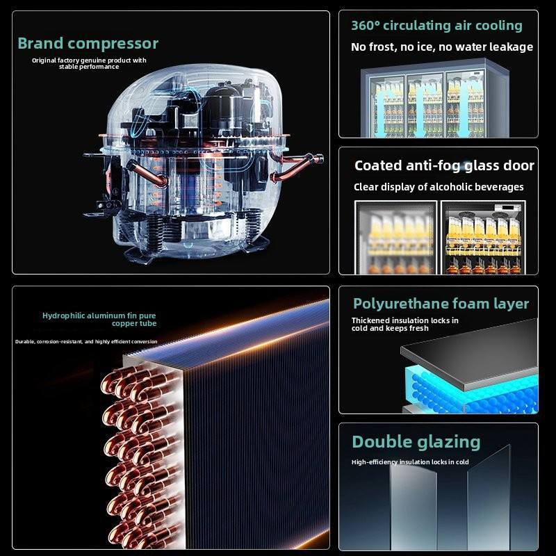 Commercial Air-Cooled Double Door Stainless Steel Beverage Display ...