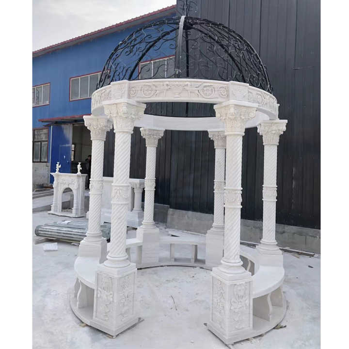 Hand Carved Marble Pavilion Large Size Natural Stone Crafts Park Garden ...