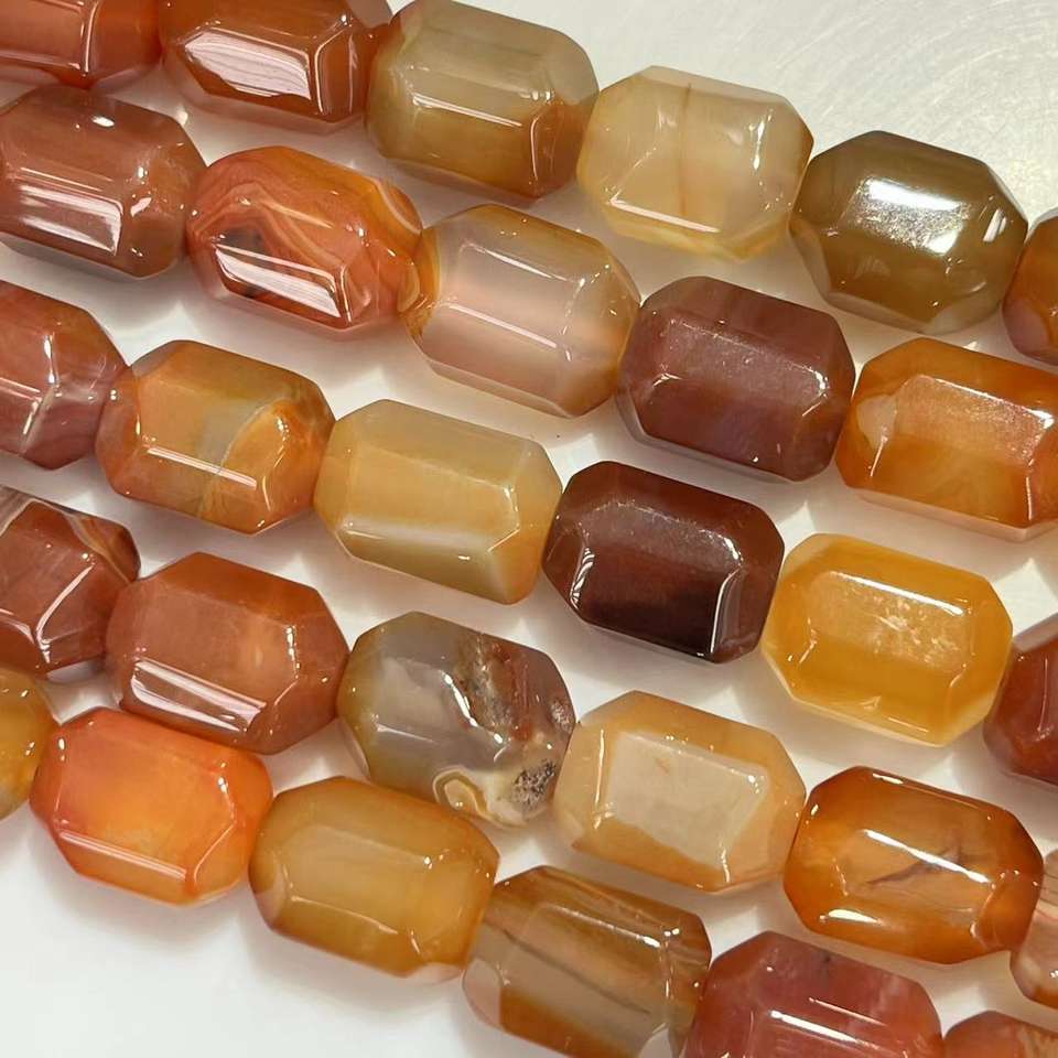 Red Agate15x20MM Faceted Rectangular Chamfer Gemstone Beads Irregular ...