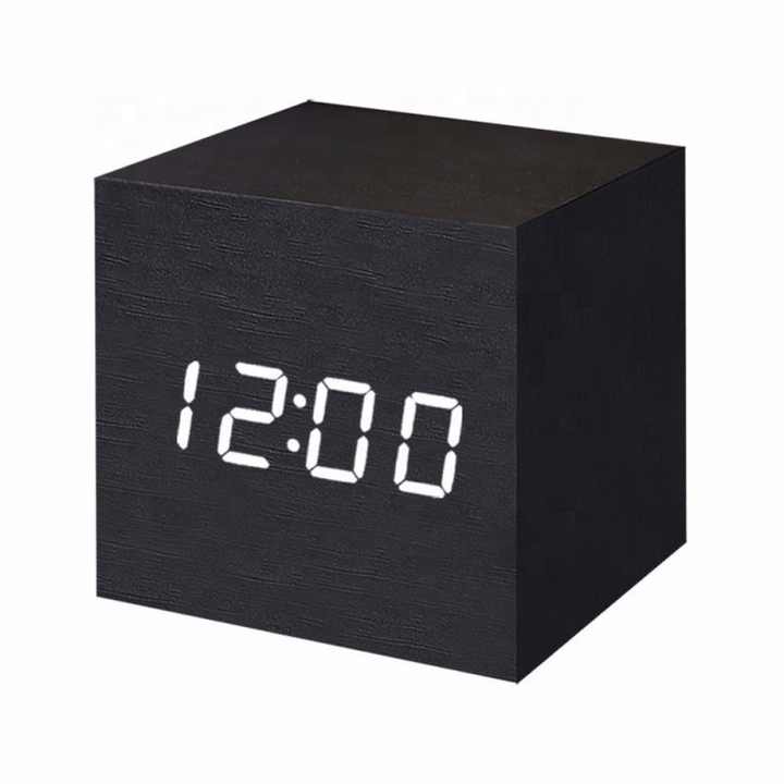 Zogifts Wooden Clock - Modern Wood LED Desk Alarm Thermometer