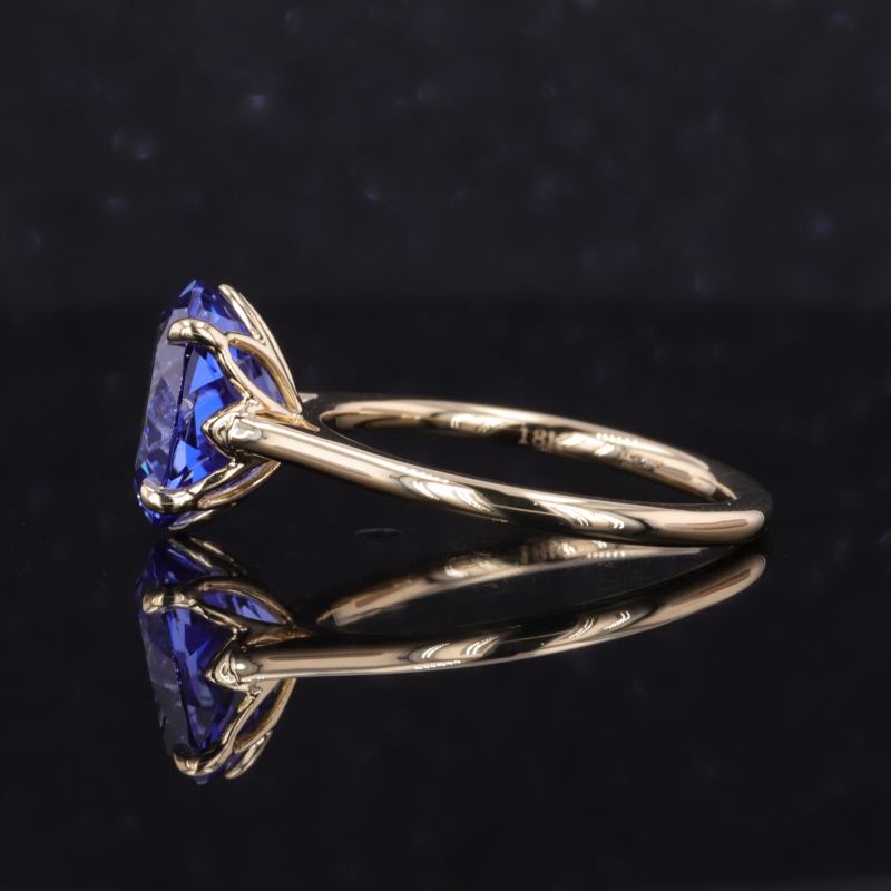 18K Soild Yellow Gold 9x11mm Oval Shape Lab Cornflower Blue Sapphire ...
