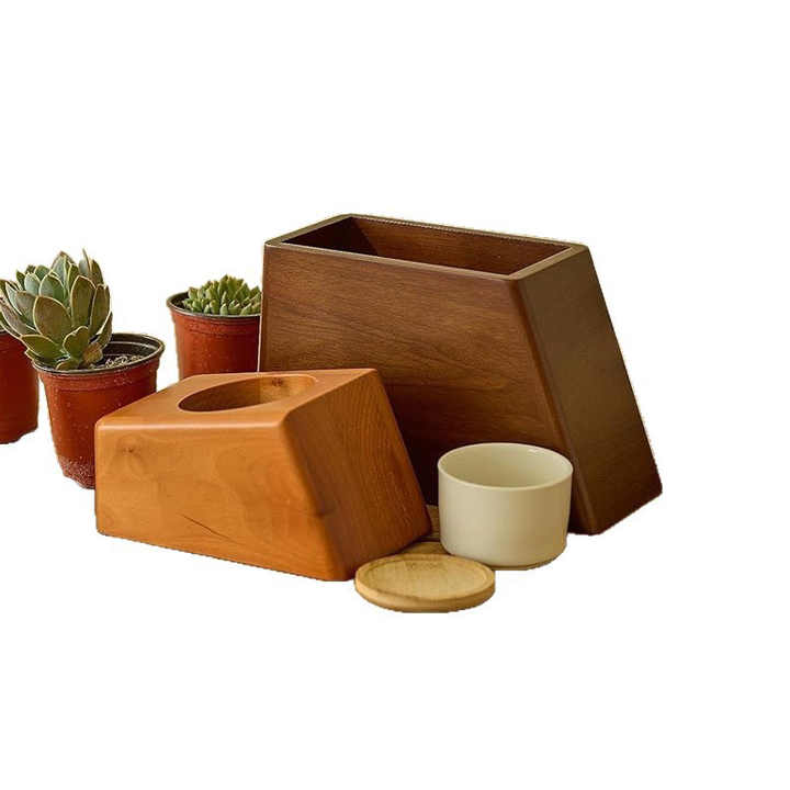 2025 OEM Handcrafted Wooden Plant Cremation Urn with Ceramic Pot ...