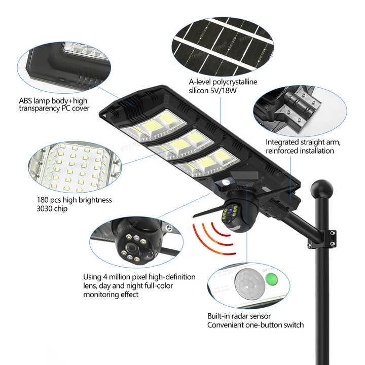 450W All-in-One Solar Street Light with Camera WIFI 4G