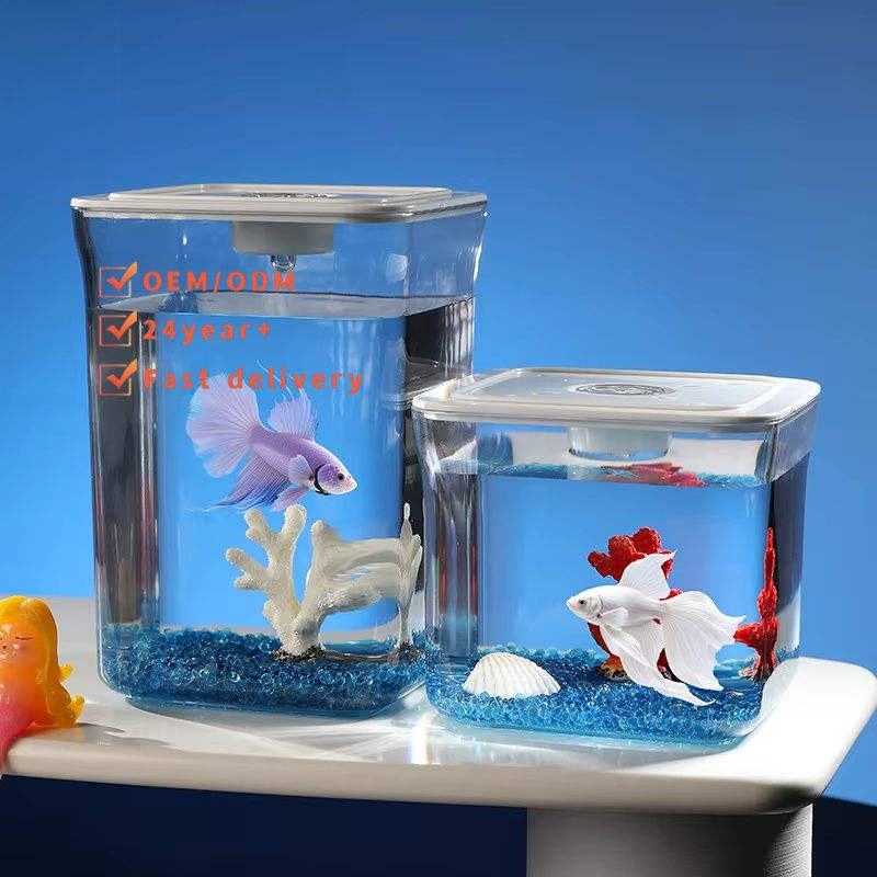 Small Goldfish Aquarium Thick Desktop Landscape Multifunctional Betta ...