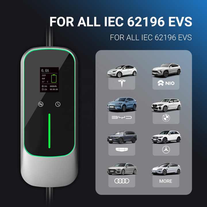 High Quality 16A 32A Portable EV Charger Type 2 7kw 11 kw 22kw Level 2 ...