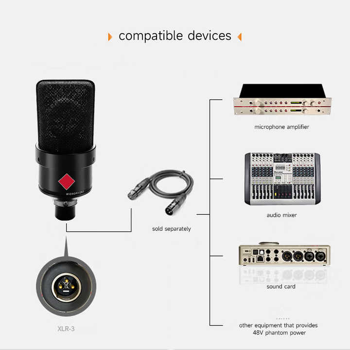 TMl 103 Professional Black Studio Condenser Microphone With Cardioid Pattern for Vocal Recording ...