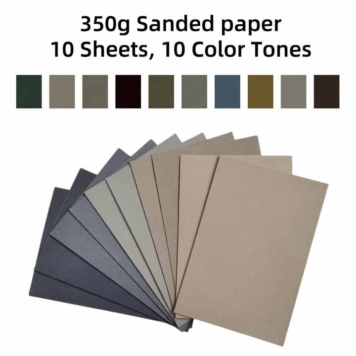 SINOART A3/A4 10 Colors 350g Sanded Paper 10 Sheets Artist Sandpaper ...