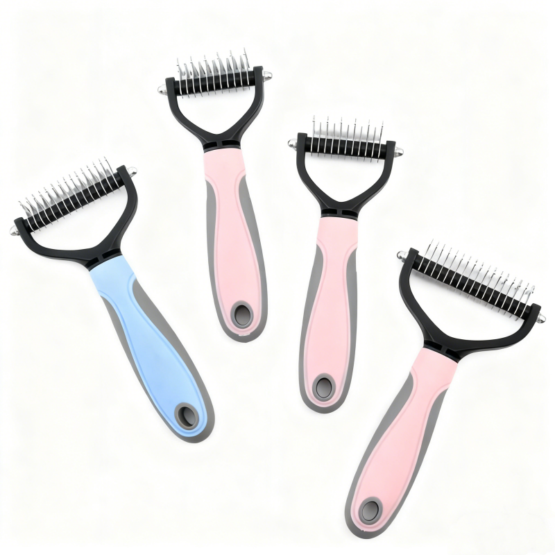 2 in 1 Dog & Cat Grooming Brush Double-Sided Metal Comb for Deshedding ...