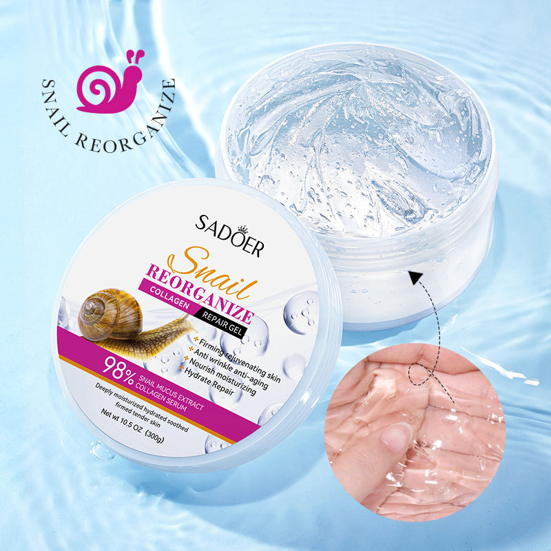 Hydrating Collagen Face Gel Cream with Snail Extract for All Skin Types ...