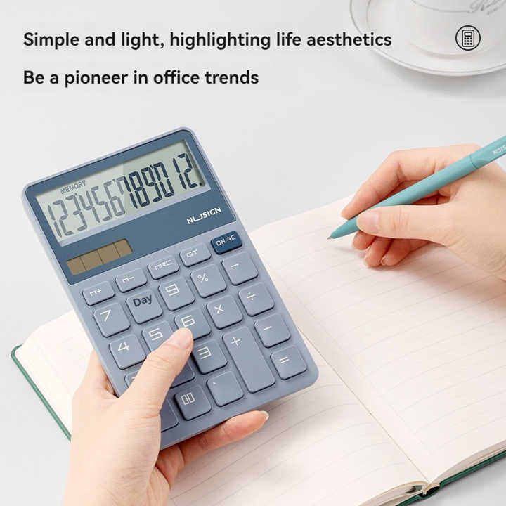 Deli NS042 Purple Solar Dual Power Desktop Calculator with 12-digit ...