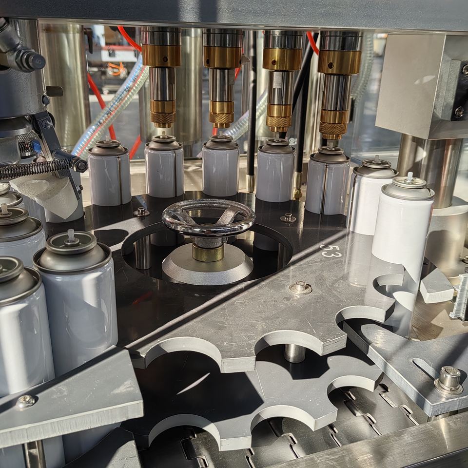 60CPM Aerosol Automatic Spray Paint Tin Cans Filling Machine Production ...