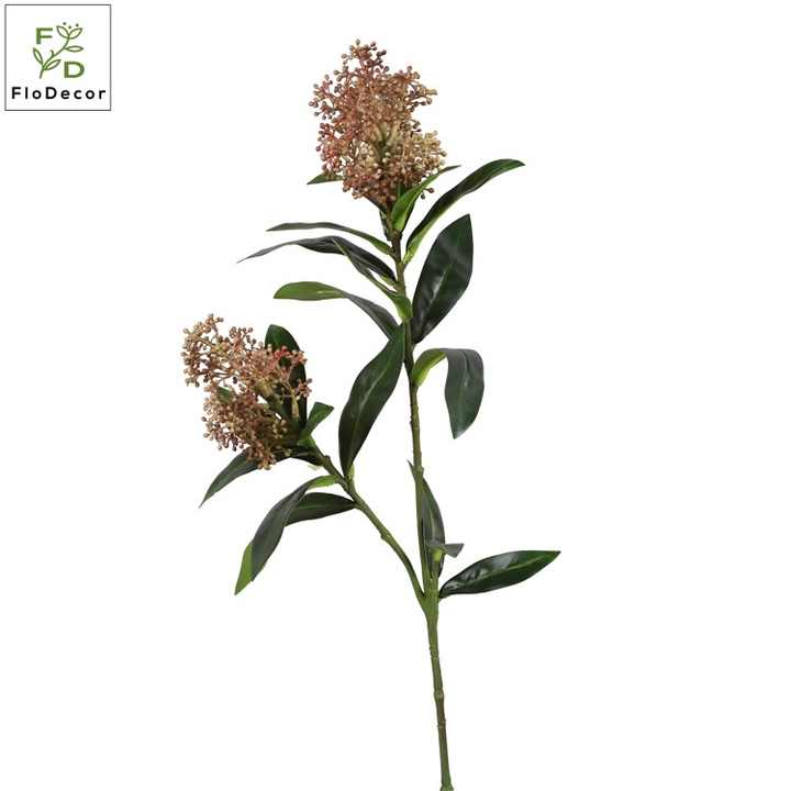 Wholesale 2 Head 75CM Artificial Soft Plastic Skimmia Flower Rice ...