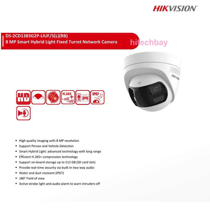 Hik Original DS-2CD1383G2P-LIUF/SL 8MP Dual-Lens 180° Wide-Angle Smart ...