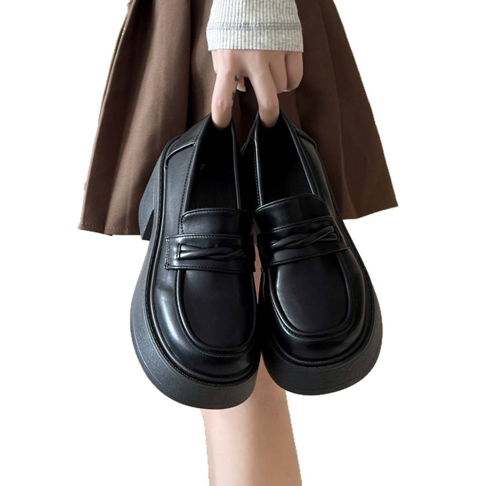 WITHCOCO Women's Forrest Gump Style Chunky Heel Toe Slip-On Loafers ...