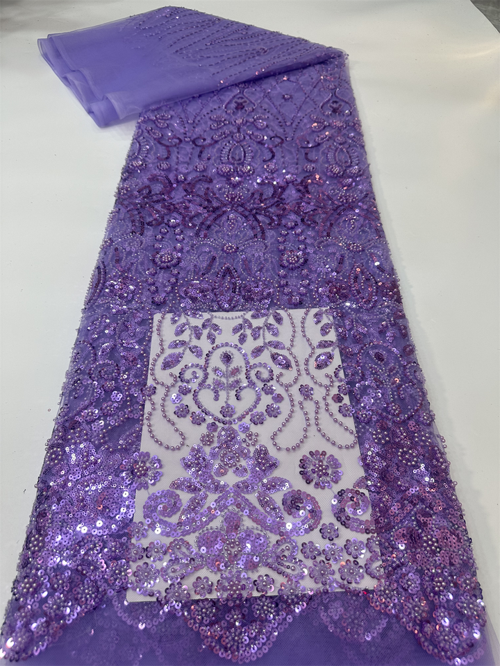 NI.AI Luxury Beaded Mesh Lace Fabrics Nigerian Tulle French Net Lace ...