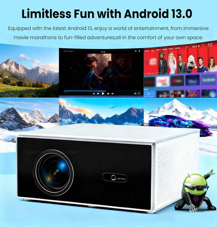 A80W New Smart Projector 100 Inch Android 1080P 4K HD Projector for ...