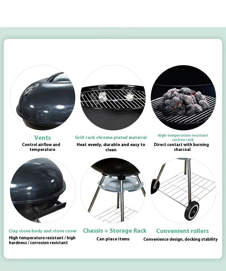 17 Inch Modern Luxurious Kettle BBQ Grill Premium Black Charcoal ...
