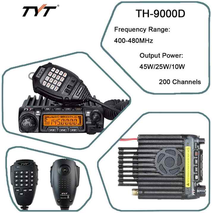 TYT TH-9000D VHF UHF Mobile Radio Transceiver - 60W Output, 200 ...