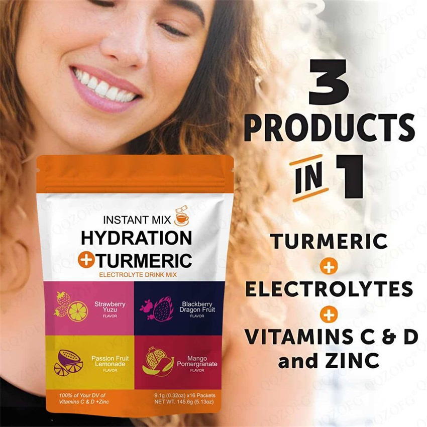Adult Hydration Turmeric Electrolyte Drink Mix Vitamins C&D Zinc ...