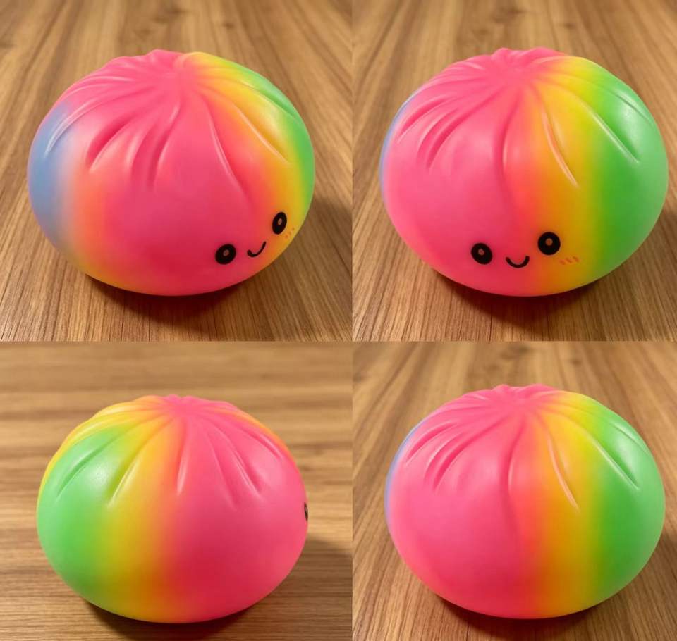 Hot-selling rainbow Giant Dumpling Squishy Toy with Steamer 25cm Jumbo ...