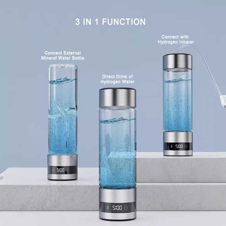 Customized 2025 New Model Hydrogen Generator Water Bottle Smart LED Display Glass Hydrogen Water ...