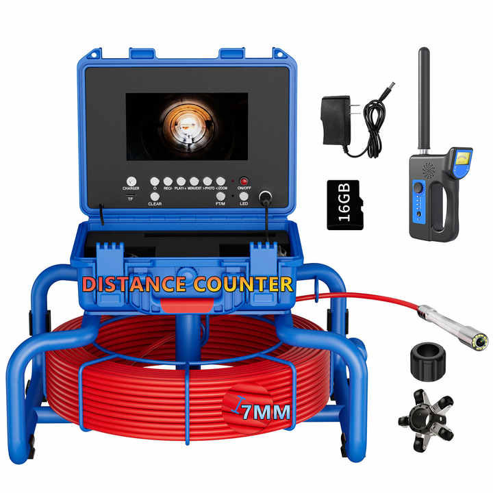 100M Sewer Pipe Inspection Camera with Meter Counter and Self-Leveling ...