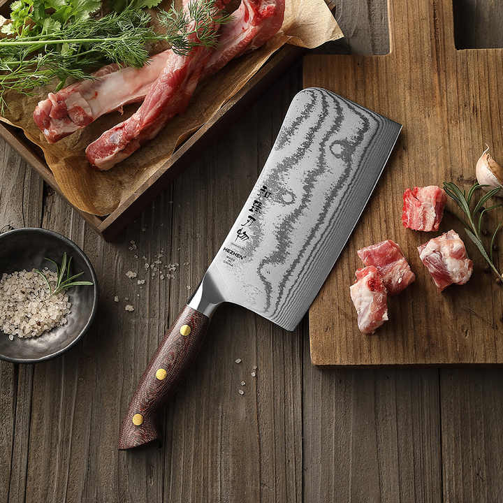XINZUO Custom Damascus Steel Bone Chopper Knife Durable Kitchen ...