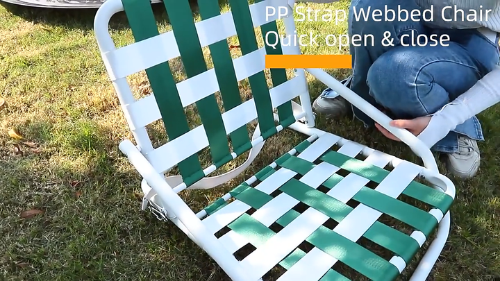 Custom Vintage Outdoor Patio Folding Webbing Lawn Chair Aluminum Frame ...