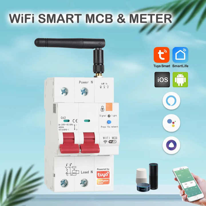 Customized Wifi MCB Smart Breaker Switch with Power Metering Overload ...