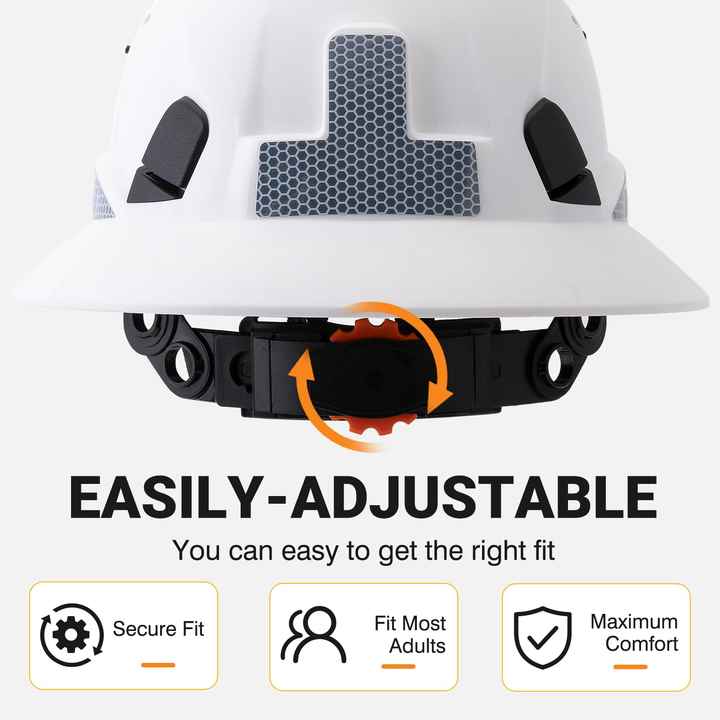 OSHA Approved Full Brim Safety Helmets with Reflective Stickers