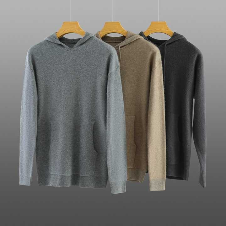 Custom High Quality Drawstring Hoody Sweater - Cashmere