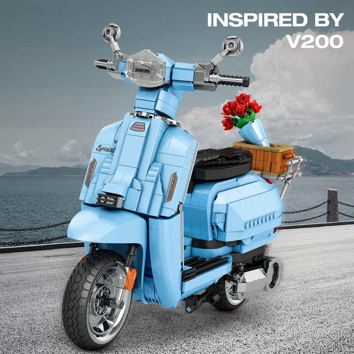 Reobrix 11037 2025 New Moc City Creative Roman Holiday Motorcycle Model ...