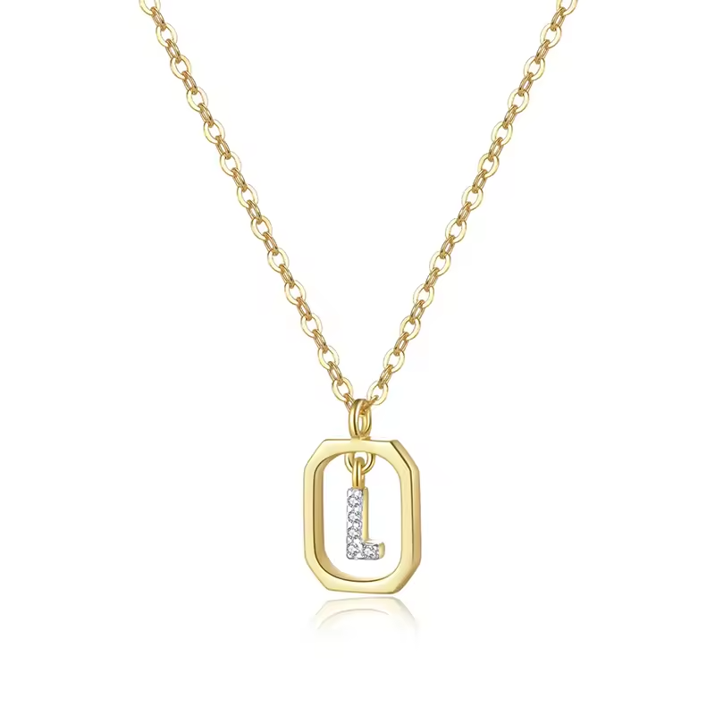 Wholesale Gold Plated S925 Sterling Silver Necklaces for Women Exquisite Elegant Alphabet Zircon ...