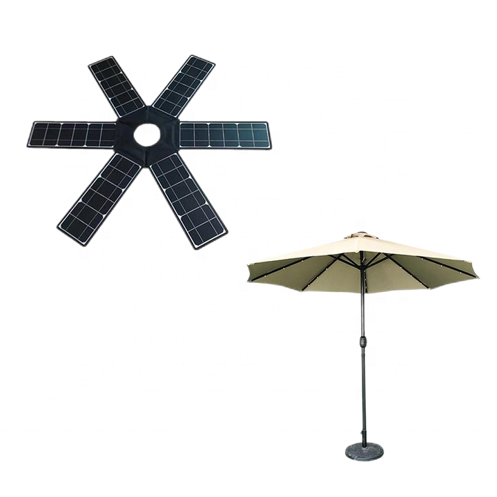Solar Powered Umbrella - Portable Power Bank & LED Lights