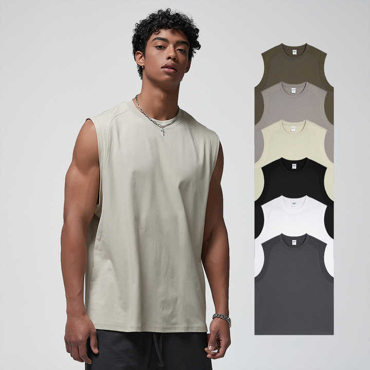 Quick Dry Polyester Cotton Knit Tank Top for Men with Custom Logo