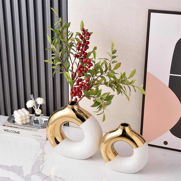 European Style Ceramic Doughnut Shaped Vase Creative Home Decor for ...