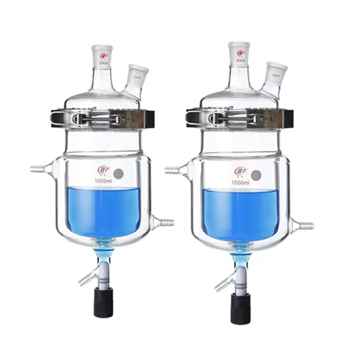 Lab Three Neck Flange Open Mouth Double Wall Glass Flask