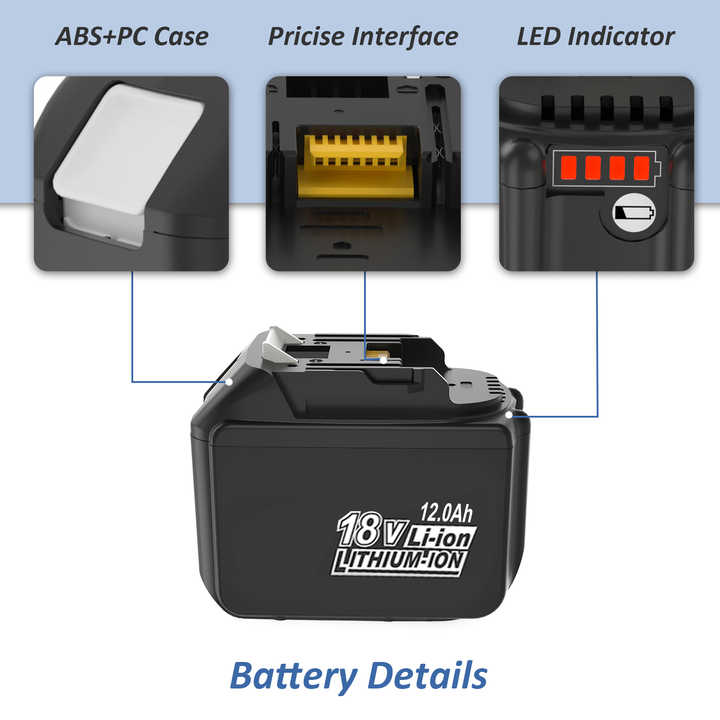 Ready to ship replacement high capacity 12ah 18v Makitas akku lithium ion battery pack for power